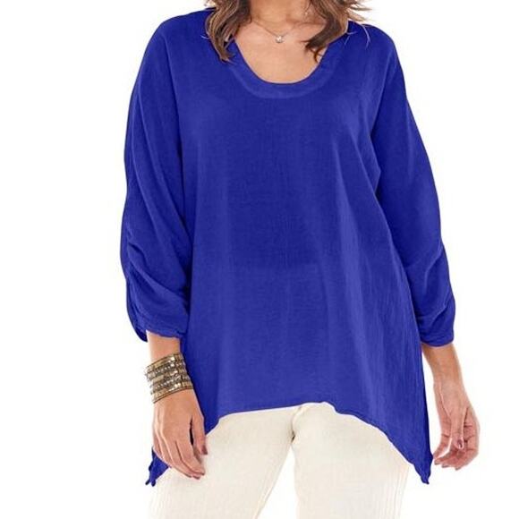 Oh My Gauze! | Tops | Omg Oh My Gauze Arty Top Tunic Ruched Sleeves ...